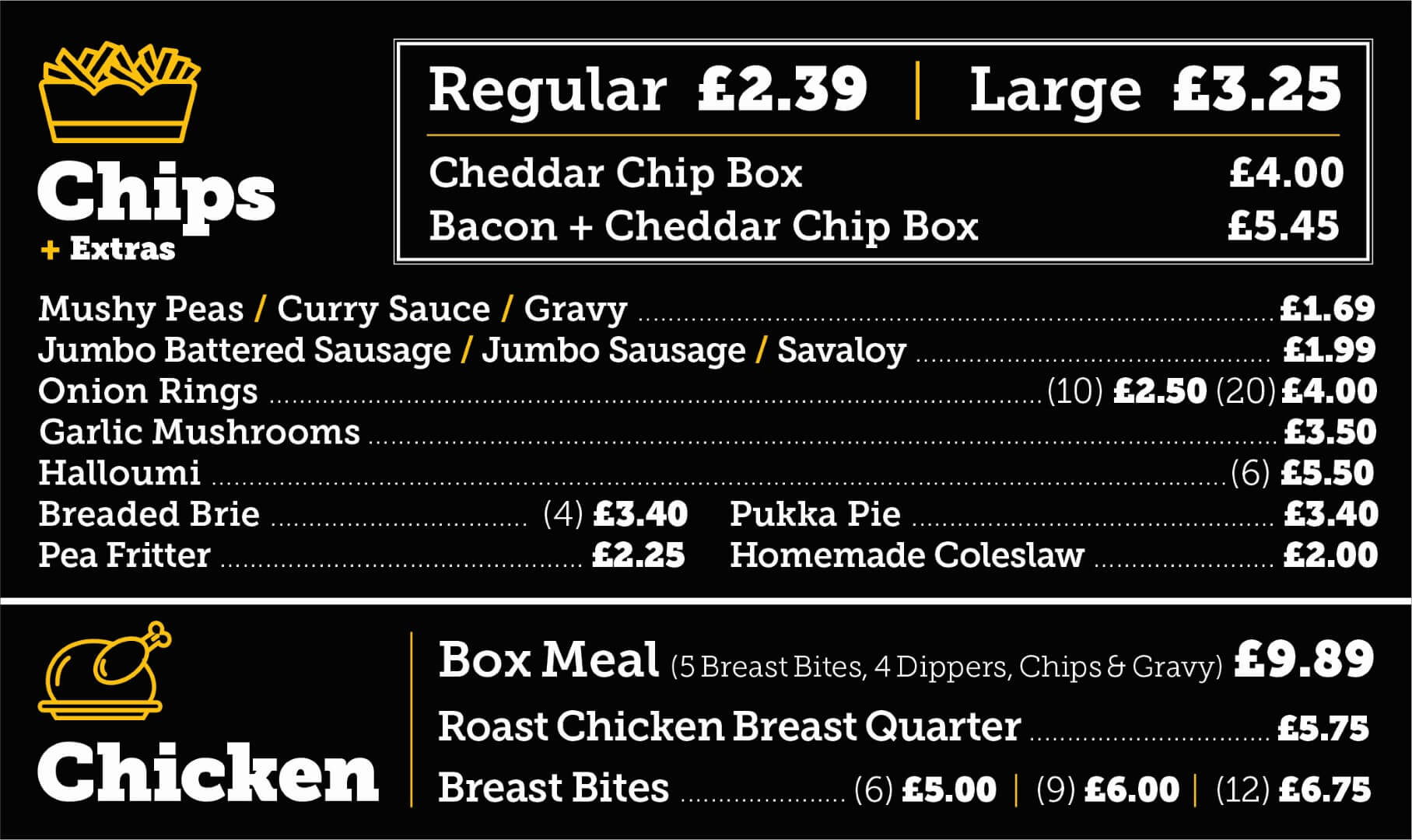 Takeaway Menu - Chip Wick Worthing